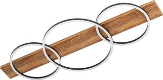 Eglo LED Deckenleuchte Boyal, 3 flammige Deckenlampe, Wohnzimmerlampe Vintage, Rustikal, K&uuml;chenlampe aus Stahl, Holz und Kunststoff, Flurlampe Decke in Sch