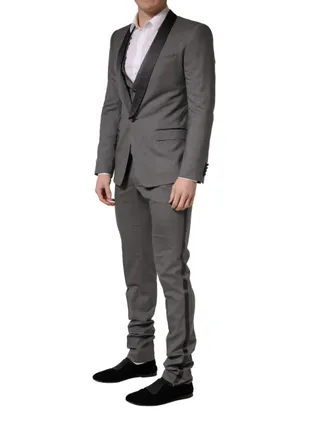Dolce & Gabbana Single-Breasted Virgin Wool Pant Suit - Gray