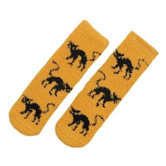 Generic Chaussettes dHalloween en polaire douce pour femme Motif chauve-souris citrouille corail Taille 48, a, Taille unique