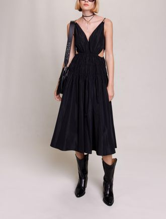 Maje Taftkleid Mit Cut-out An Der Taille - Schwarz - Gr&ouml;&szlig;e 40 - Maje