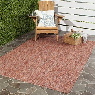 Safavieh Zeitgenössische Teppich für Wohnzimmer, Esszimmer, Schlafzimmer - Courtyard Collection, Kurzer Flor, Rot und Rot, 160 X 231 cm