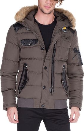 Cipo & Baxx Herren Mantel CM120 Khaki - Stylische Winterjacke im modernen Design mit warmem Innenfutter, abnehmbarer Kapuze und funktionalen Details f&uuml;r kalte Tag