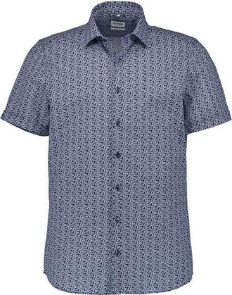 Olymp Herren Kurzarmhemd blau gemustert