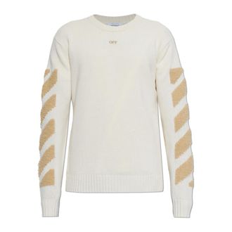 Off-white Diag Fuzzy-Knit Pullover - - Knitwear - Herren - Beige - 3XL