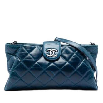 Chanel Pre-owned Quilted Calf Leather Crossbody Bag - - Pre-owned - Damen - Blau - ONE SIZE