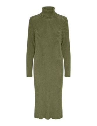 Vero Moda Yasmavi Knit Rollneck Dress Mavi Noos Robe midi &agrave; col roul&eacute; en Tricot, Vert Olive, L Femme