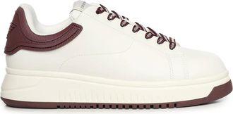 Emporio Armani Homme, Chaussures, Blanc, Taille: 43 1/2 EU Baskets en cuir &agrave; lacets