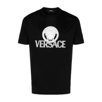 Versace Homme, Tops, Noir, Taille: S T-shirt ras du cou noir avec logo Medusa