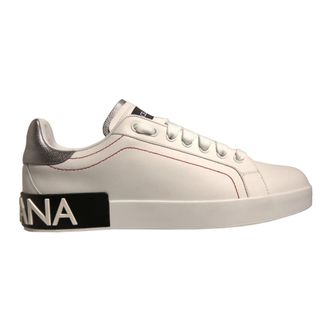 Dolce & Gabbana Femme, Chaussures, Blanc, Taille: 36 EU Baskets Basses en Cuir Blanc