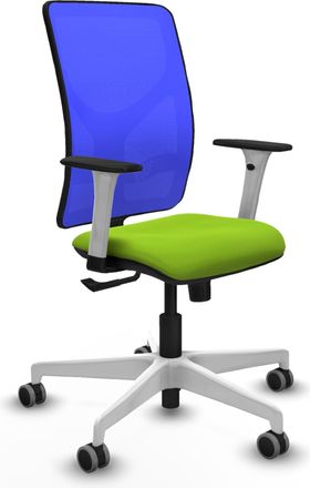 Piqueras y Crespo B&uuml;rostuhl mit Armlehnen in Wei&szlig; und Schwarz, h&ouml;henverstellbare Lendenwirbelst&uuml;tze, ausgestattet mit 3 Positionen und Schneideschaum, Blau/Pistazie