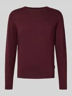 Bugatti Strickpullover mit gerippten Abschl&uuml;ssen