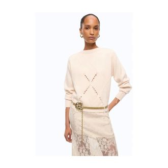 Pinko Pinko, Femme, Pulls, Beige, Taille: 42 FR Tricot col rond Berna