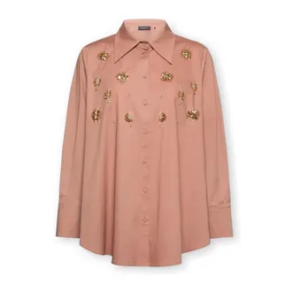 Elena Miro Popeline Hemd mit Stickerei - - Blouses & Shirts - Damen - Rosa - 6XL