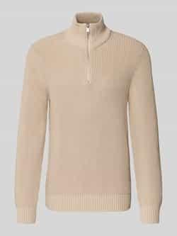 Mc Neal Slim Fit Strickpullover aus reiner Baumwolle mit Troyer-Kragen