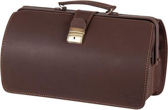 Mika 28072222 - Doktorkoffer Heston aus Echt Leder/Sattelleder, Doktortasche mit Hauptfach und Schloss, Arztkoffer f&uuml;r Damen und Herren, Hebammentasche, Ar