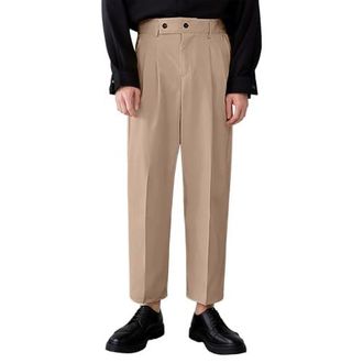 Generic Pantalon de jogging pour homme - Couleur unie - Petit pantalon de costume drap&eacute; - Style d&eacute;contract&eacute;, kaki, XXL