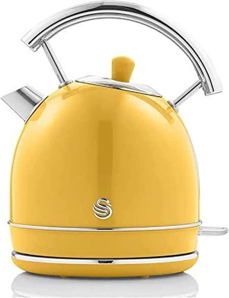 SWAN Retro Bouilloire &Eacute;lectrique 1,8 Litre, Design Vintage, Arr&ecirc;t Automatique Contr&ocirc;leur Strix, Sans fil, Acier Inoxydable, sans BPA, 3000W, Jaune