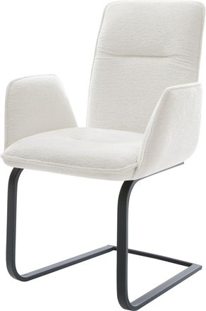 DELIFE Schwingstuhl Vinja-Flex Freischwinger flach Schwarz Boucl&eacute; Soft Beige