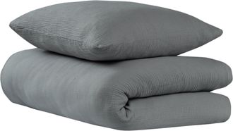 Uncover by Schiesser Bettwäscheset Lennox - Musselin - 2-teilig - 135x200cm - Dunkelgrau