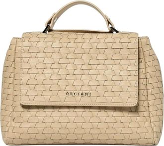 Orciani Femme, Sacs, Beige, Taille: ONE Size Sac à main structuré en cuir avec poignée supérieure et rabat à fermoir
