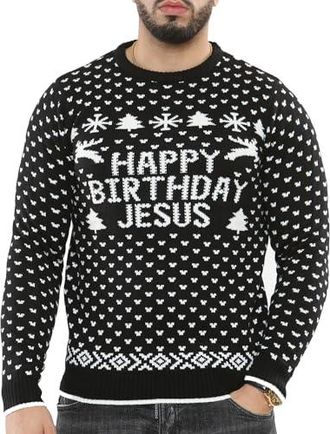 Noroze Mens Novelty Happy Birthday Jesus Merry Christmas Jumper Santa Knitted Sweater Top UK Sizes S-3XL