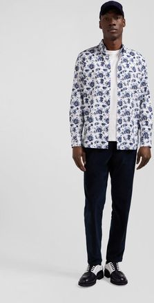 Eden Park Chemise En Twill De Coton Blanche Imprim&eacute; Floral Bleu Coupe Regular