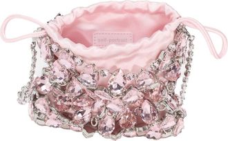 Self Portrait Womens Mini Bag Metallic Knit Pink Glass Handbags Hand