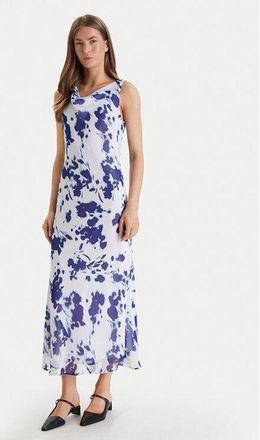 Calvin Klein Abendkleid Printed Chiffon Sl Cowl LV044F029G Wei&szlig; Regular Fit