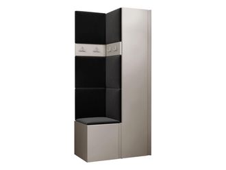 Mirjan24 Garderoben-Set Monati XXIV, Kleiderschrank, Schuhschrank mit 3 F&auml;cher, 2X Kleiderhakenbrett, Gepolstertes Paneel/Wandpaneel, 4 Doppelhaken, Flurgarder