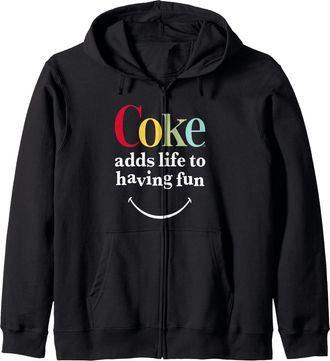 Coca Cola Ware Adds Life to Having Fun Colourful Smile Text Logo Kapuzenjacke