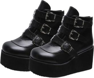 Valiclud Courtes Femme à Talon Épais Bout Rond Rétro Confort Respirant Style Stable et Élégant pour Toutes Saisons Noir