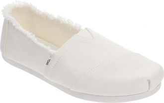 Toms Damen Alpargata Flacher Slipper, weißes Leinen, 43.5 EU