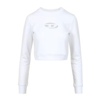 Diesel Wei&szlig;e Baumwollmischung Crop Pullover - - Sweatshirts & Hoodies - Damen - Wei&szlig; - S