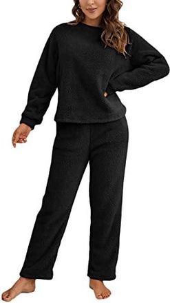 ORANDESIGNE Ensembles de Pyjama en Polaire Femme Vêtements de Nuit à Capuche 2 Pièces Pantalon et Haut Manches Longues en Polaire Vêtements Pyjama Peluche Doux Ch