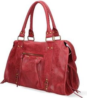 Gave Lux Sac &agrave; bandouli&egrave;re pour femme en daim v&eacute;ritable. Produit artisanal. Fabriqu&eacute; en Italie GLX220609023FBG Cuir Clair 41 x 28 x 13 cm, Rouge fonc&eacute;, Taille 