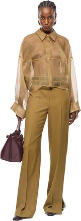 Erika Cavallini Semi Couture Femme, Pantalons, Brun, Taille: 40 FR Fresco Wool Wide Pantalons