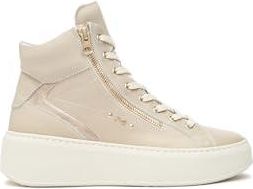 Nero Giardini I514213D Sneakers Femme en Cuir Et Mati&egrave;re Technique - Beige 37 EU
