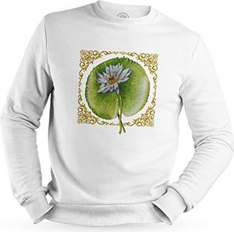 Fabulous Sweat Shirt Homme Lotus Elegant Botanique Collage Nature Fleurs Vintage Decoratif Cadre Frise Zoomer