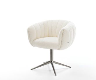 DELIFE Drehstuhl Jada-Flex Boucl&eacute; Wei&szlig; Fu&szlig;kreuz Graphit 360&deg; drehbar Wippfunktion Taschenfederkern, Esszimmerst&uuml;hle