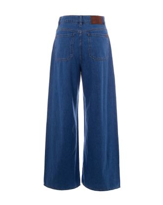 Max Mara Womens Jeans Wide Leg Blue Cotton