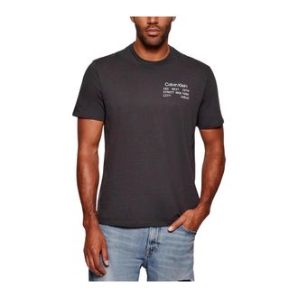 Calvin Klein Jeans Homme, Tops, Noir, Taille: XL T-shirt Imprim&eacute; &agrave; Manches Courtes et Col Rond