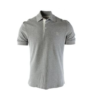 Brunello Cucinelli Baumwoll-Polohemd - - Tops - Herren - Grau - S
