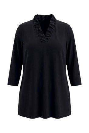 Ulla Popken T-Shirt Shirt R&uuml;sche Classic V-Ausschnitt 3/4-Arm