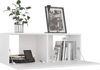 Generic TV Schrank mit 2 Klappt&uuml;ren, TV M&ouml;bel, H&auml;ngeboard, Lowboard, Fernsehschrank, Fernsehtisch, Sideboard, Holzwerkstoff(Wei&szlig; 80x30x30cm) (80x30x30cm)