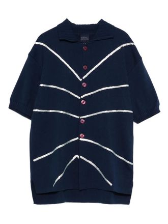 Versace polo à détails rayés (années 1990) - Bleu