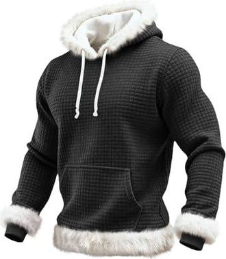 Generic Sweat à capuche de Noël pour femme et homme avec bordure en fausse fourrure gaufrée - Pull surdimensionné à capuche pour femme - Pull de Noël pour les