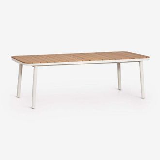 Sklum Rechteckiger Esstisch 240-300x100 cm ausziehbar aus Aluminium Mareiran Gardenia Wei&szlig;