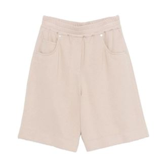 Brunello Cucinelli Femme, Shorts, Beige, Taille: 40 FR Bermuda &agrave; Taille &Eacute;lastique