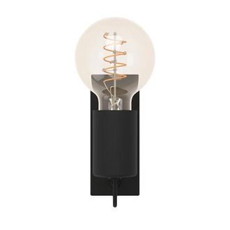 Eglo Wandlampe Bailrigg, rechteckige Wandleuchte für innen, FSC100HB, Flurlampe aus Holz in Natur und Metall in Schwarz, Lampe Wand mit E27 Fassung