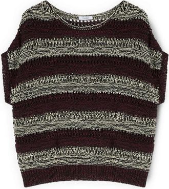 Motivi Femme, Pulls, Brun, Taille: 40 FR Tricot &agrave; rayures &agrave; effet ajour&eacute;